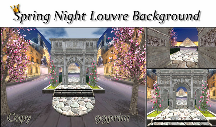 Second Life Marketplace - Spring Night Louvre Background (Backdrop)